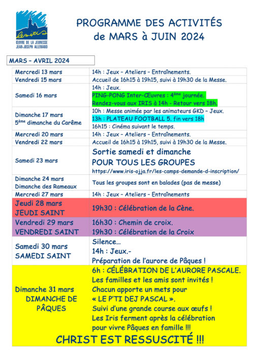 Le programme - Les Iris