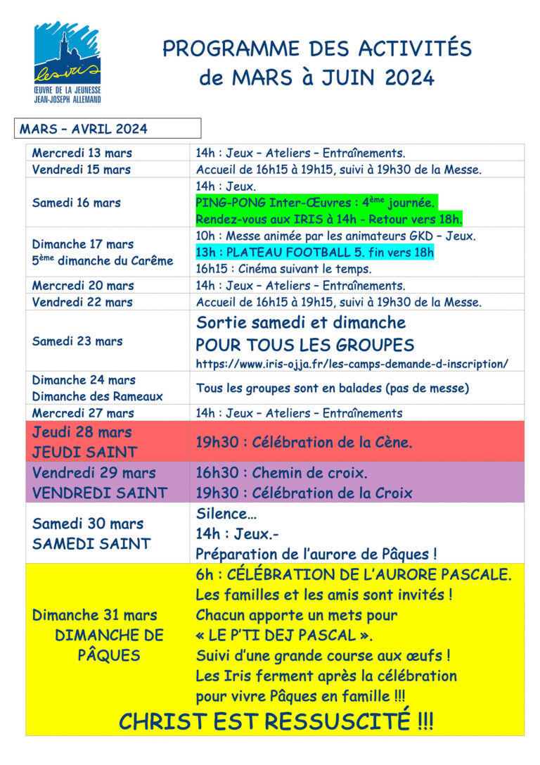 Le programme - Les Iris